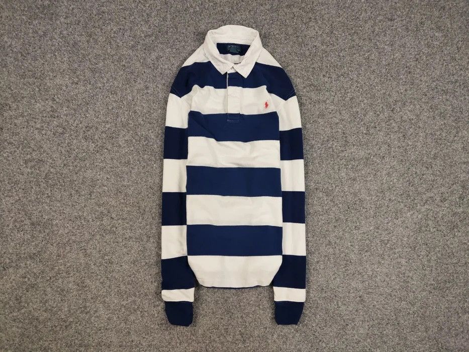 American College × Polo Ralph Lauren × Vintage Vintage 90's Ralph Lauren Striped Rugby Long ...