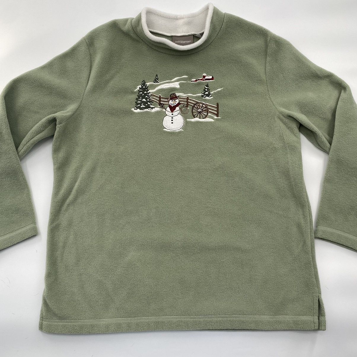 Croft & Barrow Vintage Embroidered Cowboy Snowman Thick Neck Sweater ...