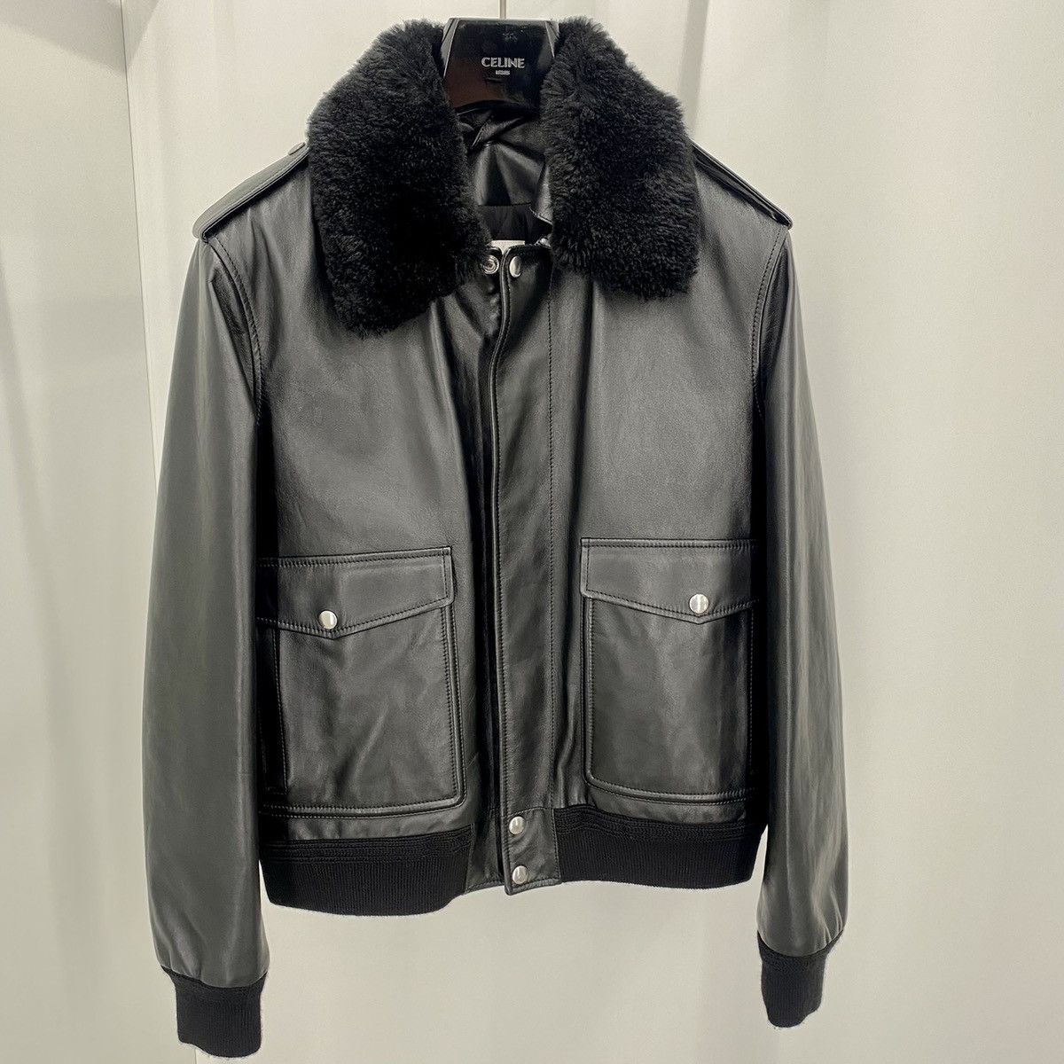 Celine Celine Shearling Collar Aviator Jacket in Large | Grailed