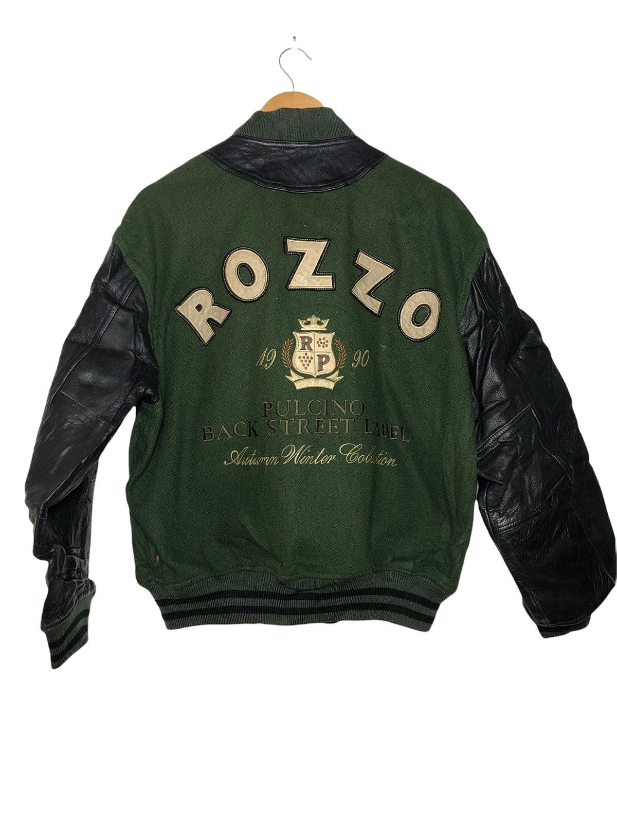 Vintage Vintage Rozza Pulcino Leather arm Varsity jacket | Grailed