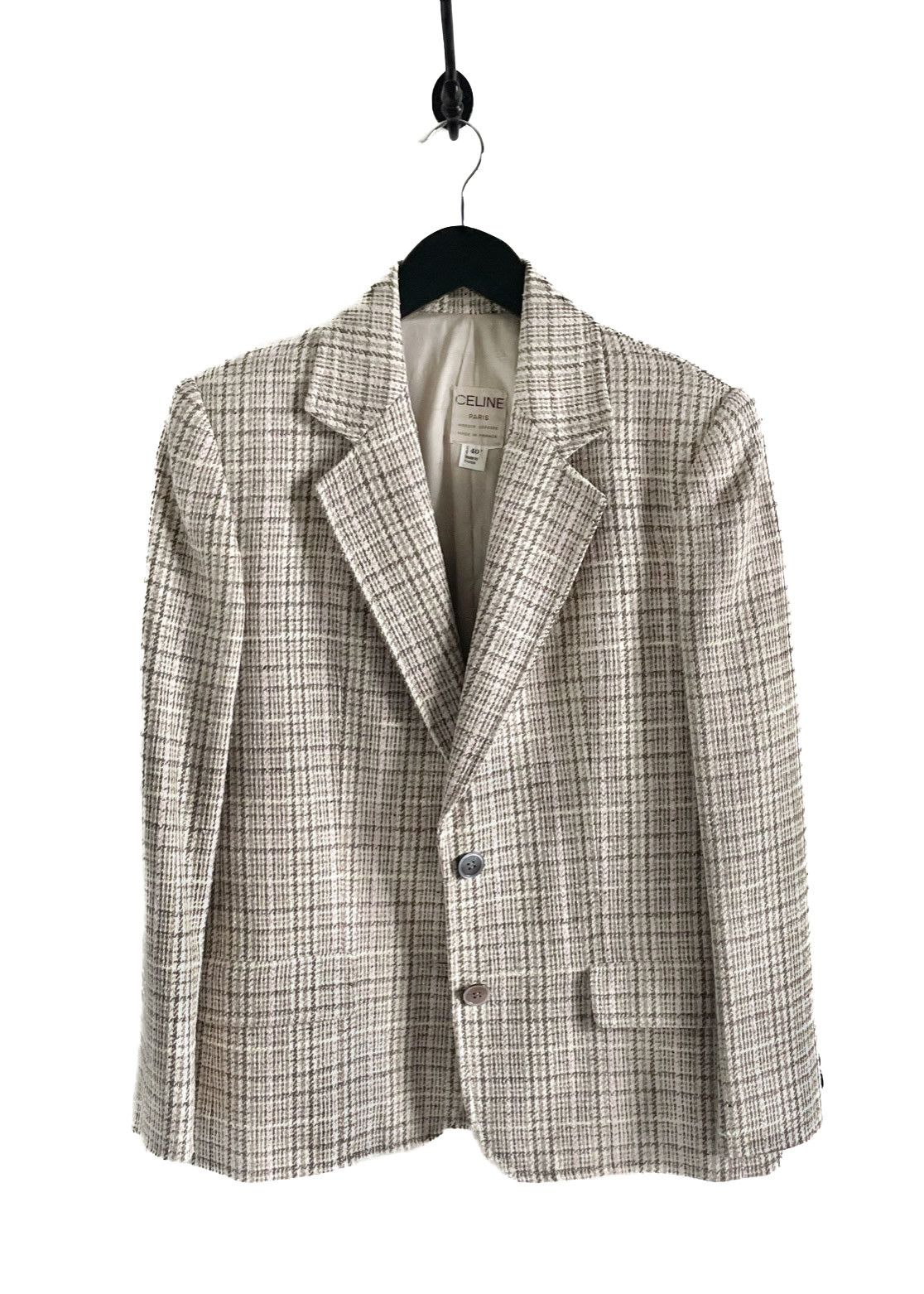 Celine Céline Vintage Beige Pink Checkered Padded Blazer | Grailed