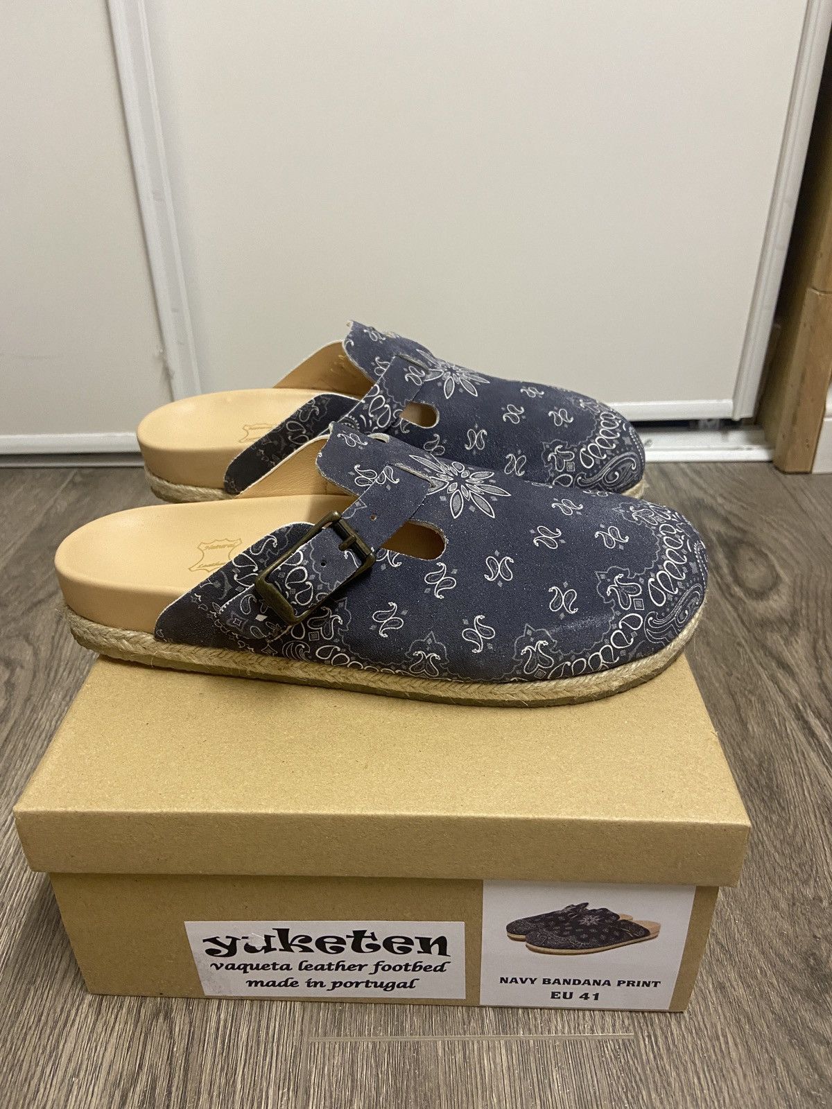 Yuketen Yuketen Clog - Sal 1 w/ Crepe Sole - Blue Bandana Suede | Grailed