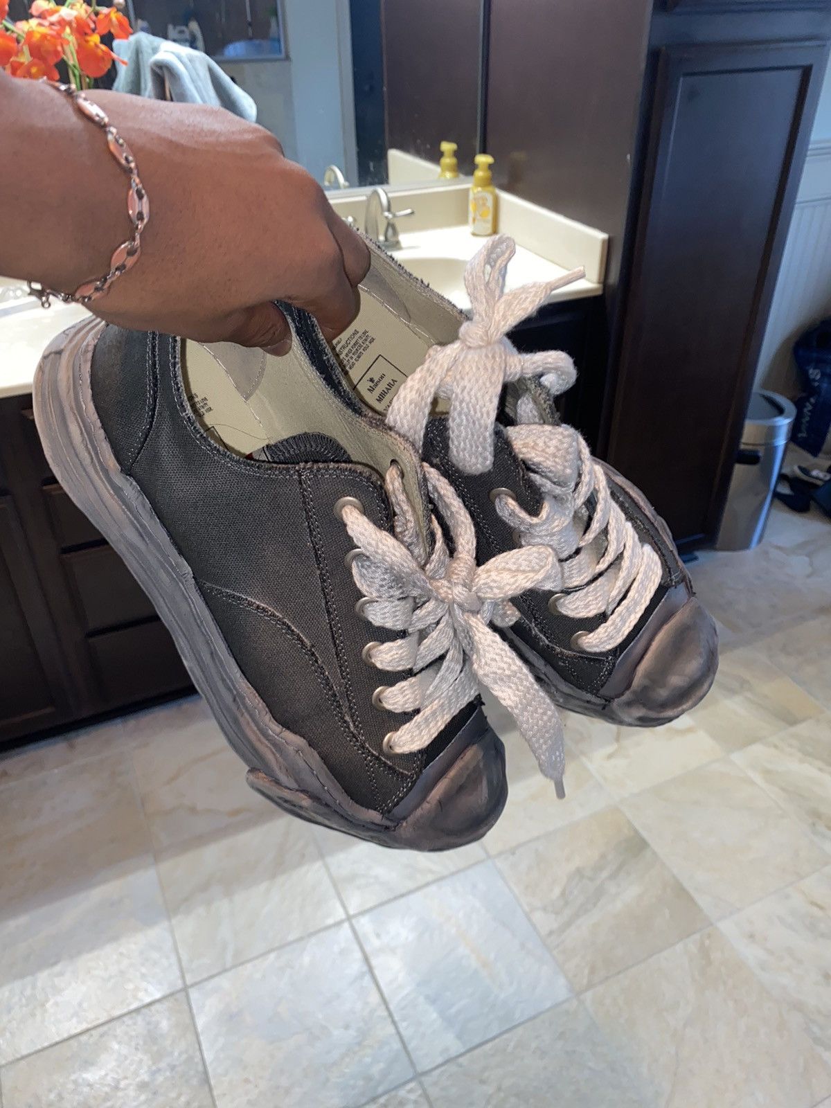 Miharayasuhiro black/grey overdyed miharas | Grailed