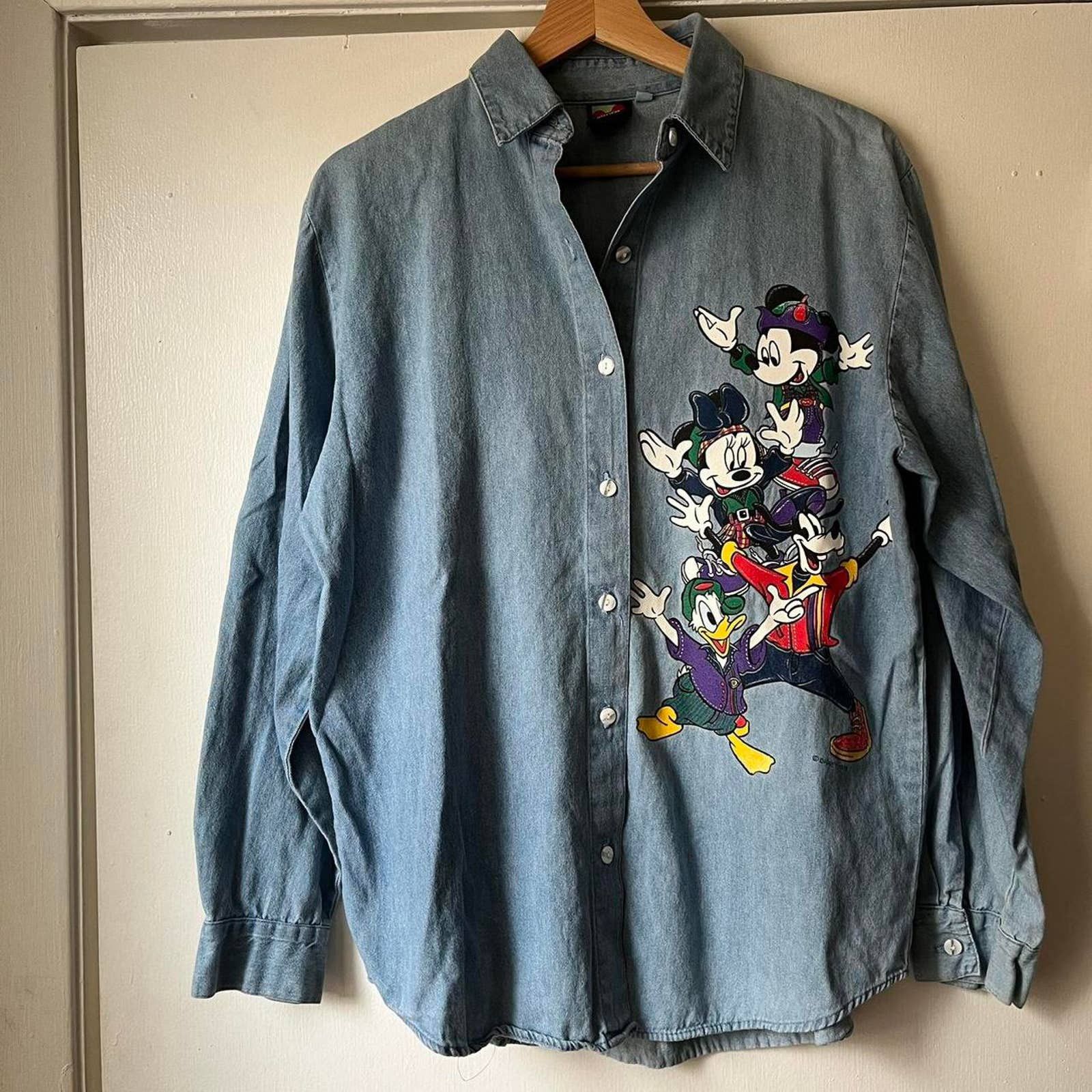 Vintage Vintage 1990s disney mickey goofy denim button up shirt | Grailed