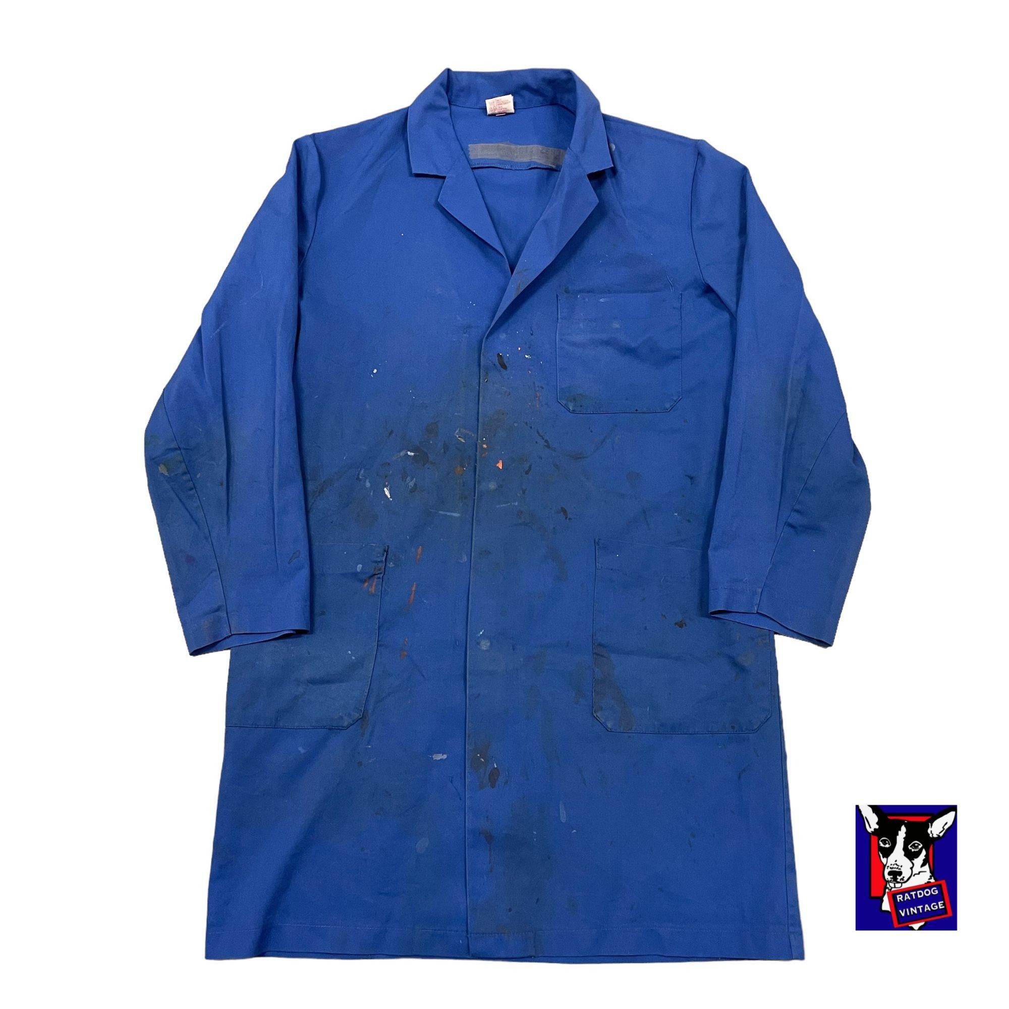 Vintage 70s/80s VTG French Workwear Warehouse Overcoat Jacket M Blue ...