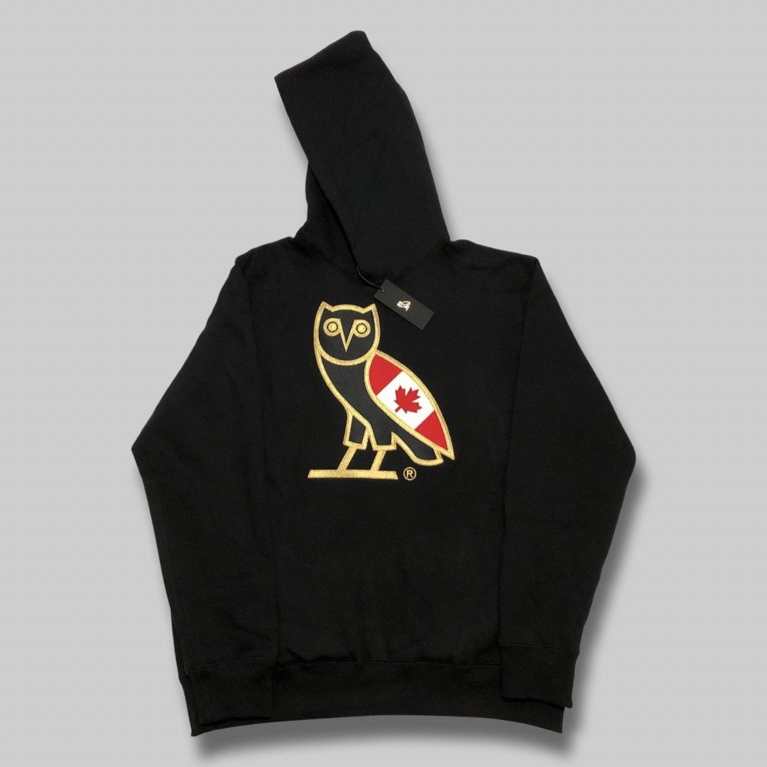 Drake × Octobers Very Own OVO Canada Flag OG Owl Exclusive Hoodie Black ...