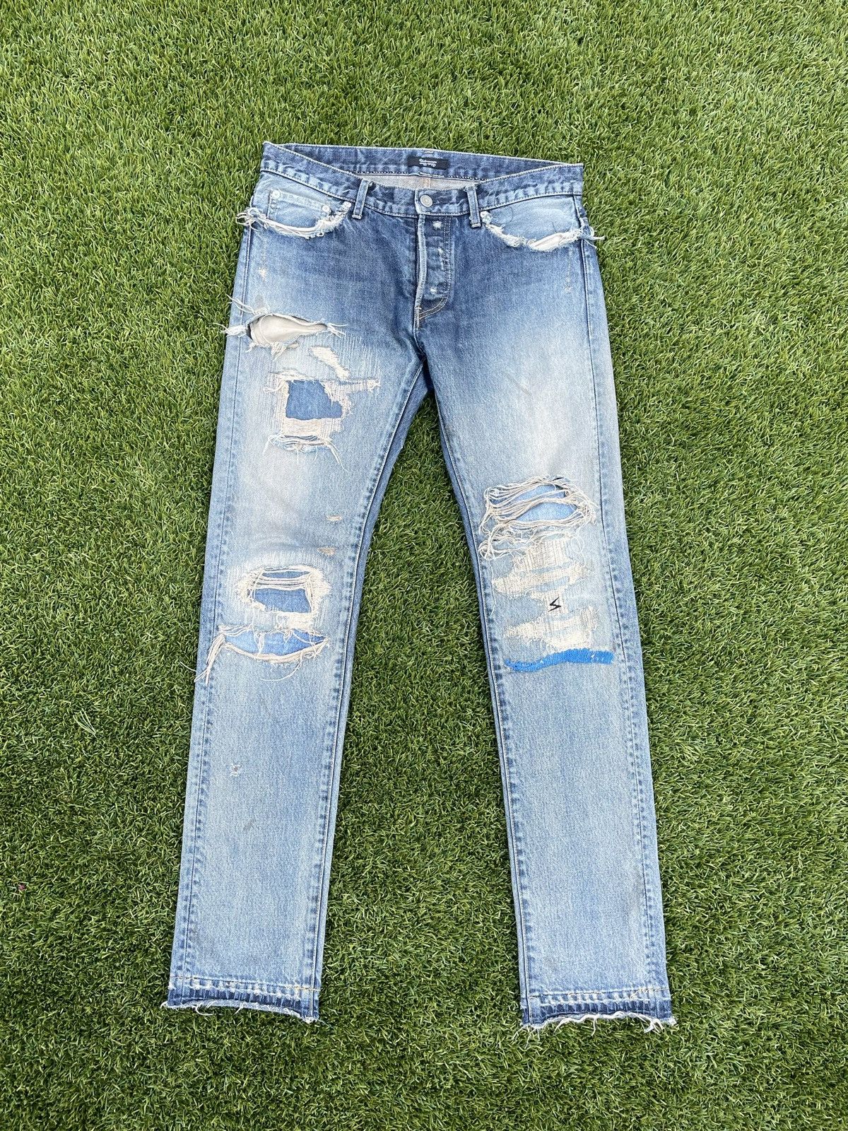 Undercover SOLD* AW10 Undercover 68 Blue Yarn Distressed Denim | Grailed