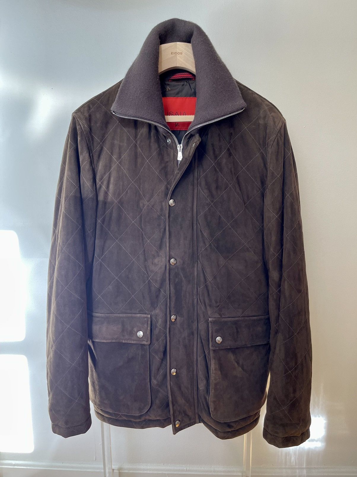 Isaia Napolii Isaia Chocolate Suede Quilted Jacket | Grailed