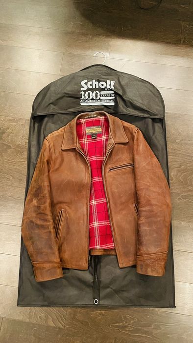 Schott Schott P673 Storm- Heavyweight Oiled Nubuck Leather Jacket | Grailed