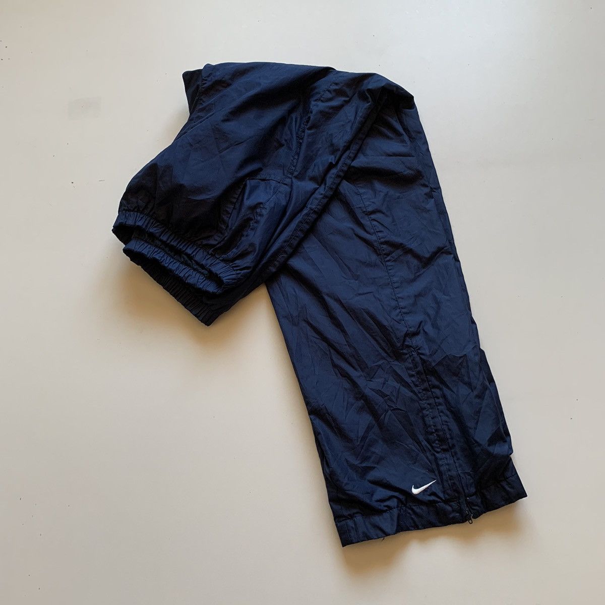 Nike × Vintage Vintage 90s nike embroidered swoosh track pants navy ...