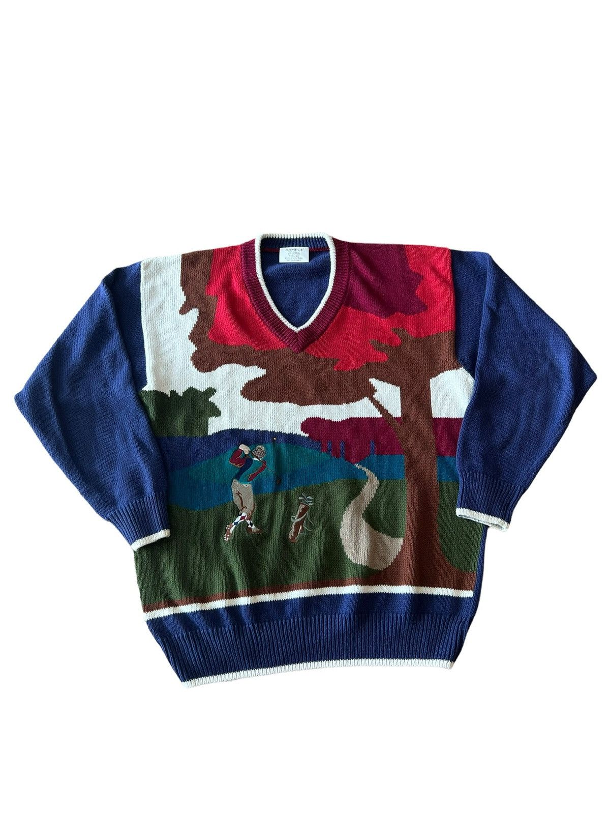 Coloured Cable Knit Sweater × Vintage Vintage Golf Knit Wool Sweater ...