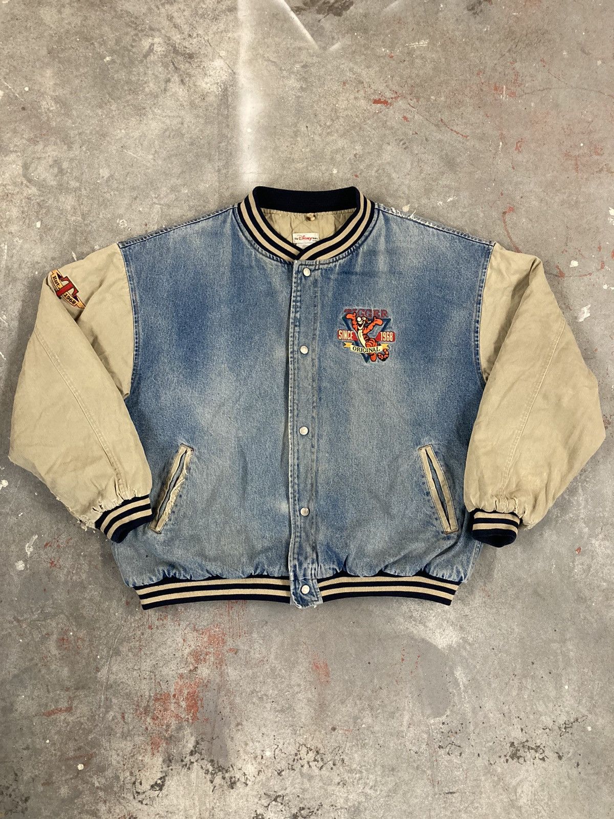 Vintage Vtg 90s Disney Tigger Varsity Style Denim Jacket | Grailed