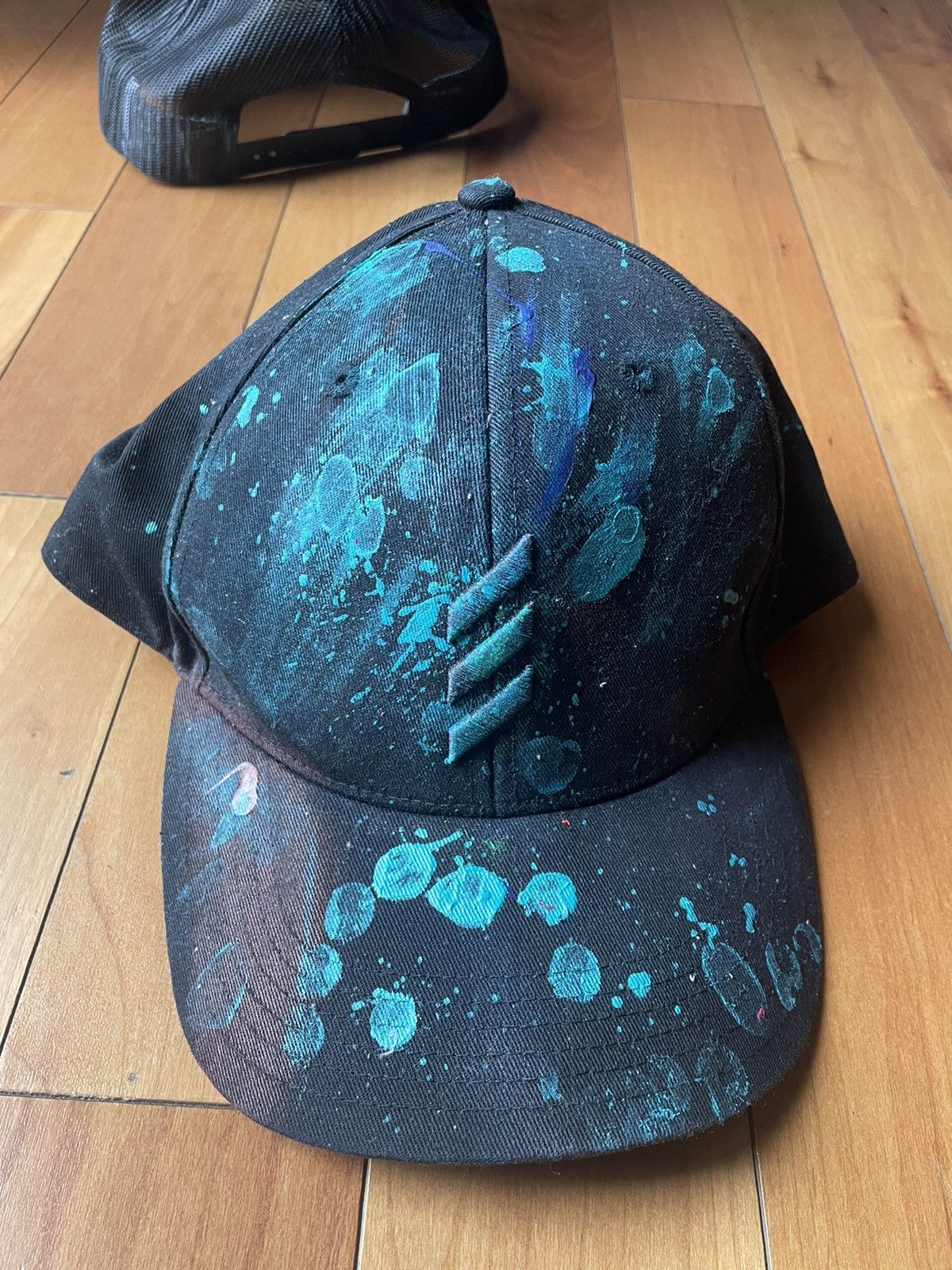 Adidas Blue fingerprint splatter w orange red golf hat 3 stripes | Grailed