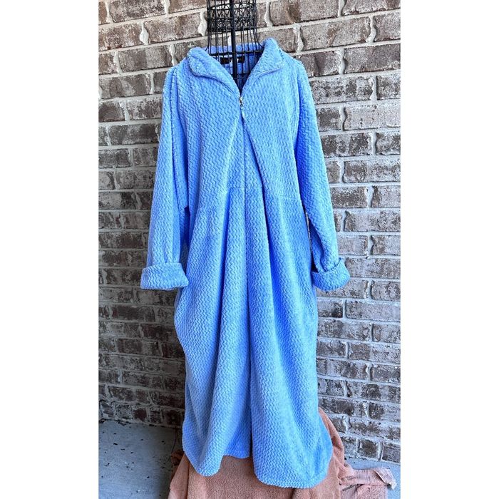 Designer Stan Herman Robe 1X Plus Size Chenille Plush Maxi Front Z ...