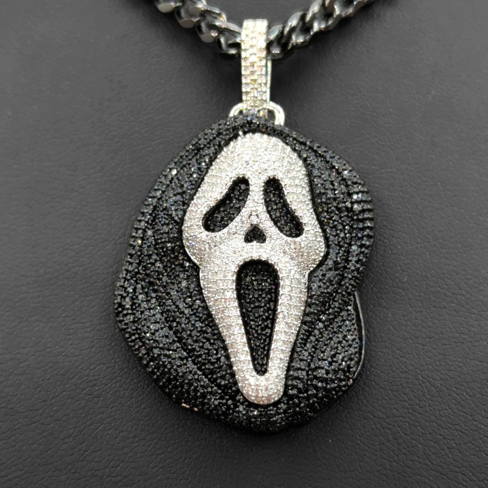 Custom 24" x 5mm Black Gun Finish Cuban Chain - Ghost Mask Pendant ...