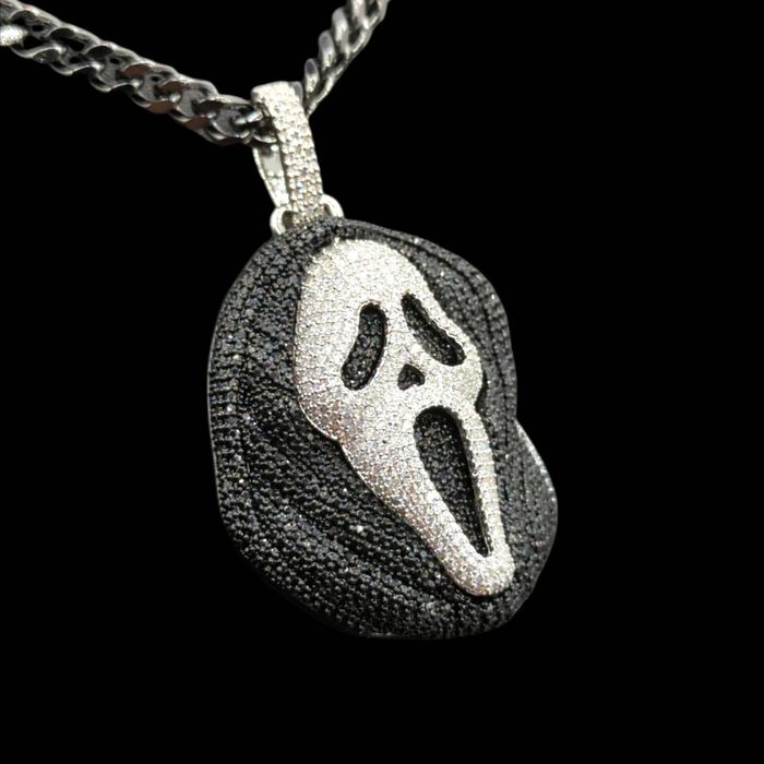 Custom 24" x 5mm Black Gun Finish Cuban Chain - Ghost Mask Pendant ...