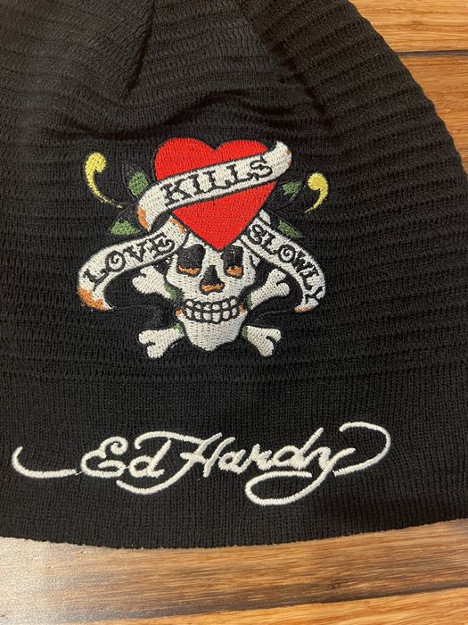 Ed Hardy Ed Hardy Skull Patch Beanie | Grailed