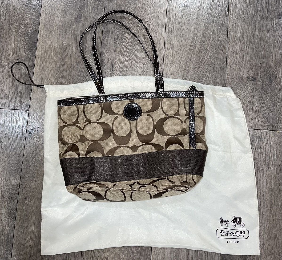 Coach COACH Signature Monogram Brown Canvas Handbag/ Tote Bag | Grailed