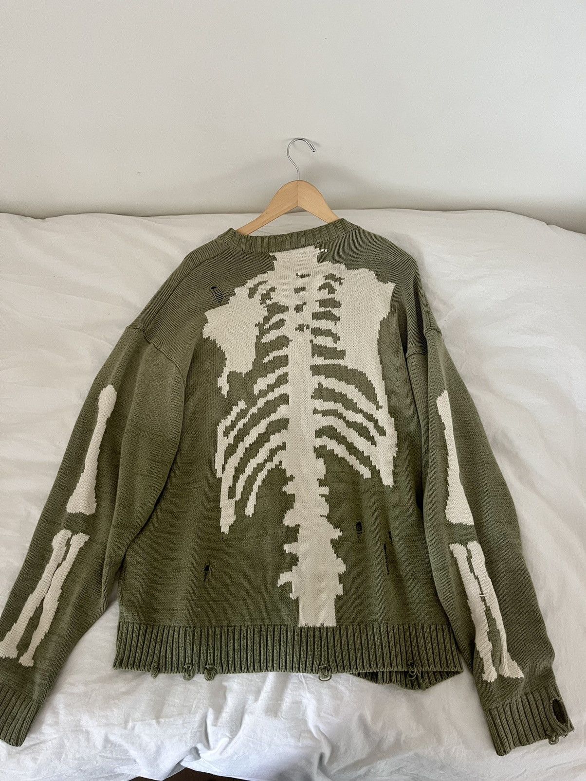 Kapital Kapital 5G Wool Bone Knit Sweater (Green) | Grailed