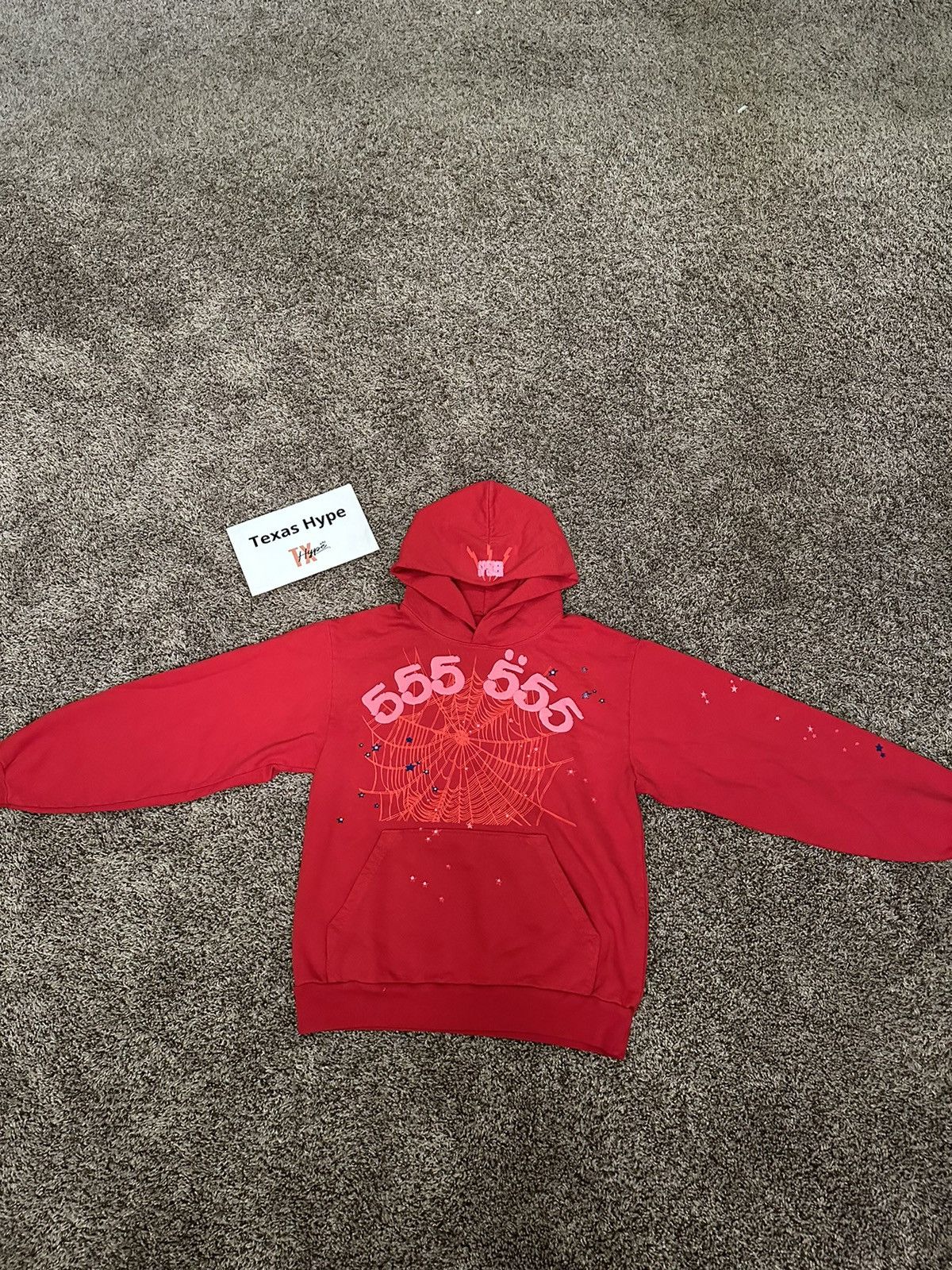 Spider Worldwide Sp5der Worldwide Red Angel Number 555 Hoodie | Grailed