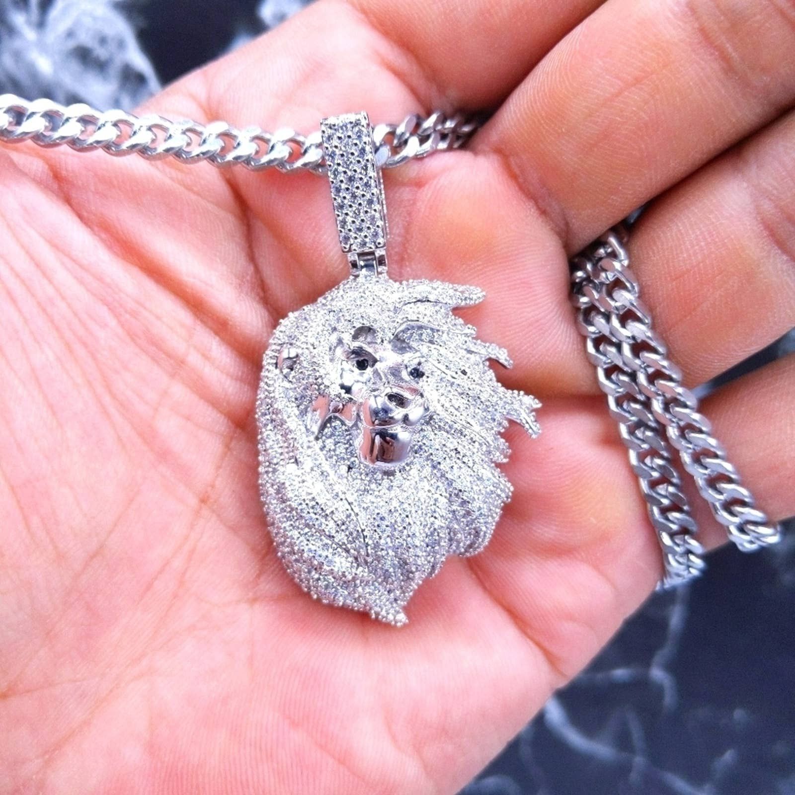 Custom 24"Cuban Chain - White Gold Finish Lion | Grailed