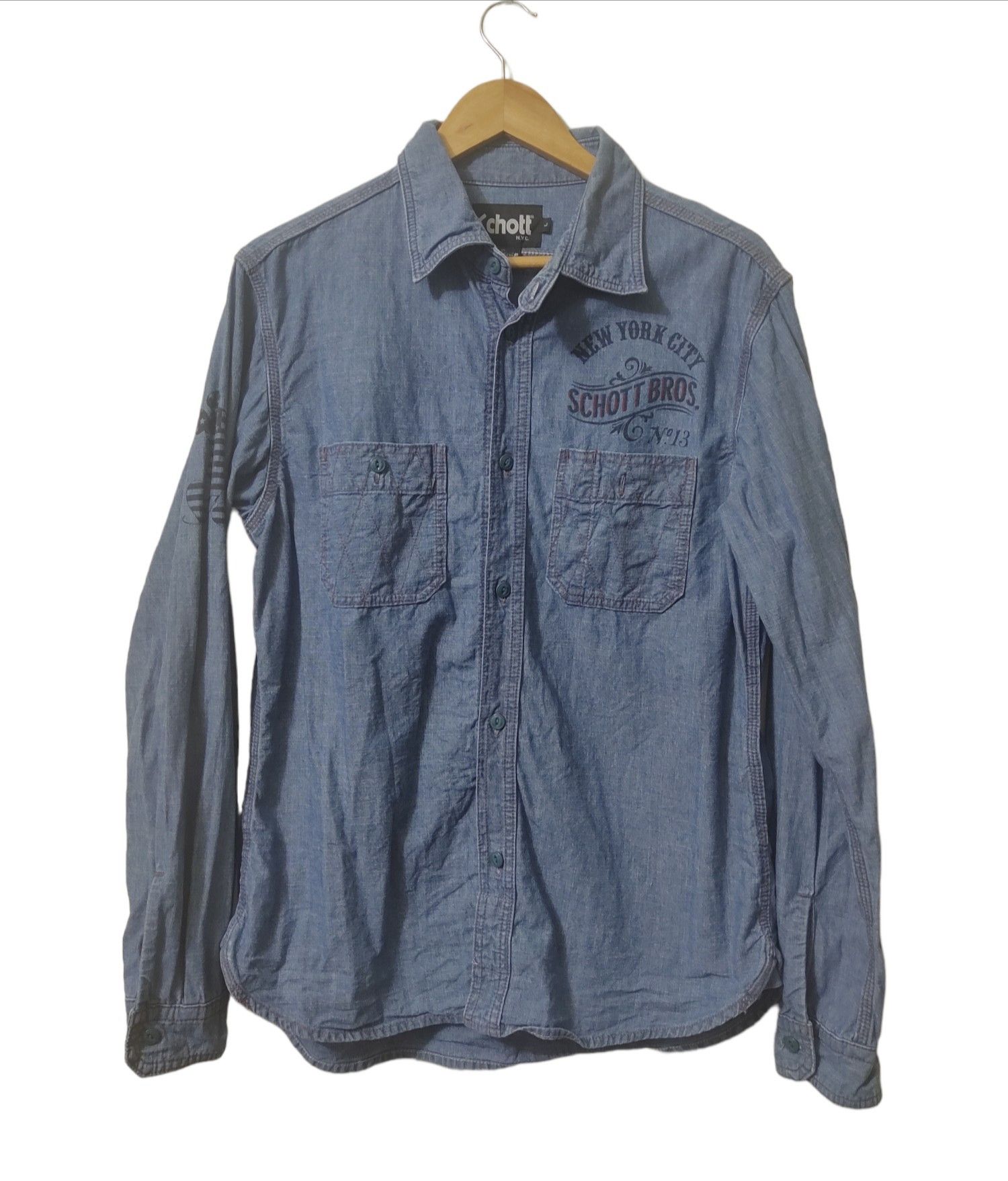 Schott Schott X Disney Mickey New York City Chambray Shirt | Grailed