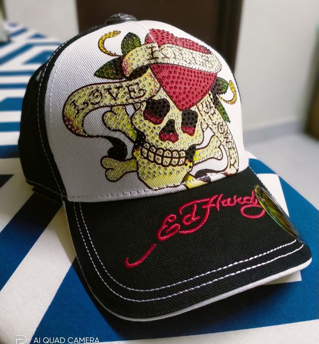 Ed Hardy Bnwt🔥love Kills Slowly Rhinestone Baseball Cap Grailed