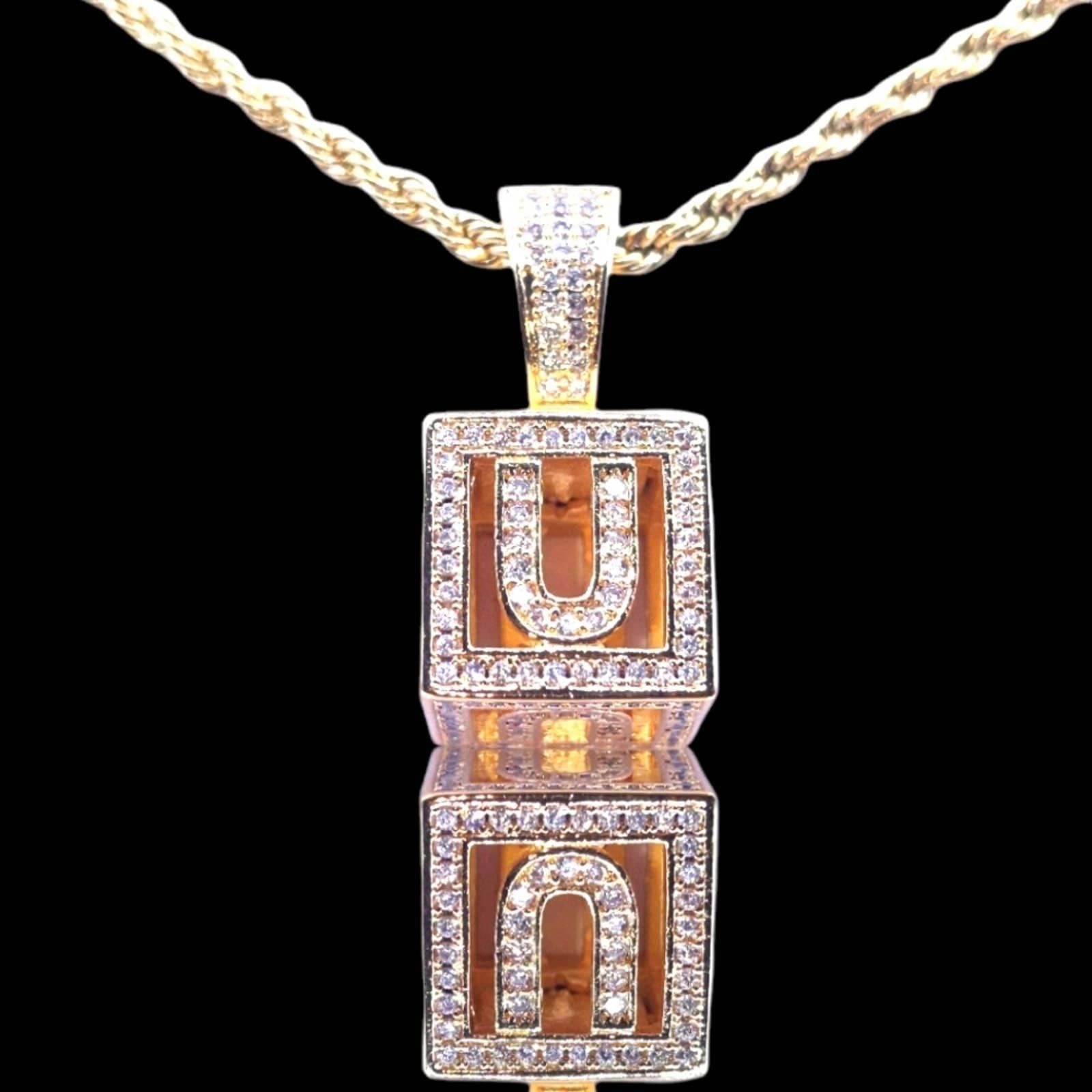 Custom 20"Rope Chain - Gold Finish Square Letter U. | Grailed