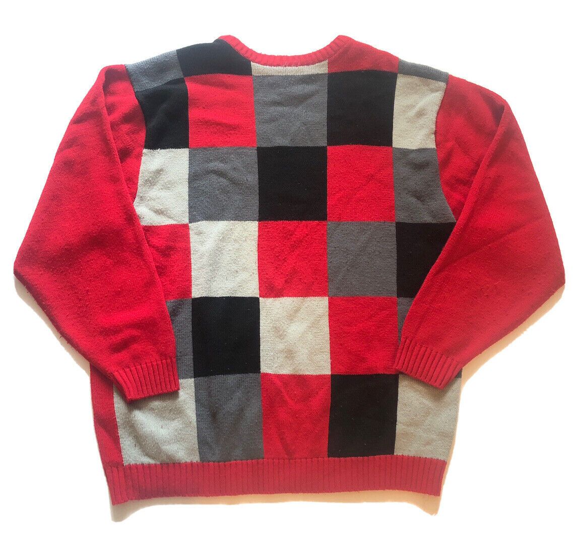 Vintage Vintage PJ Mark Knitted Red Sweater Square Grid Box 90s Y2K ...