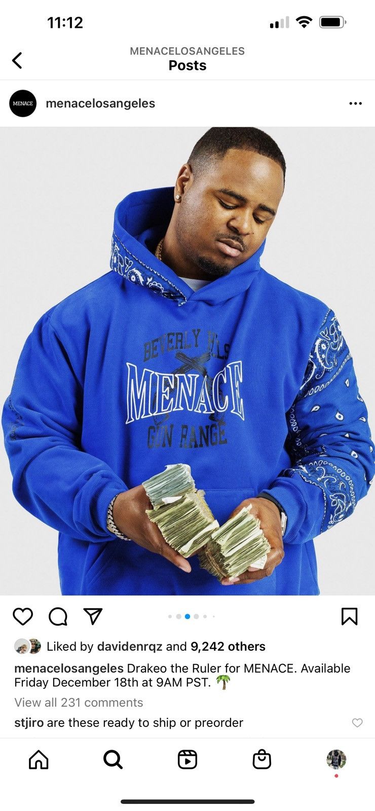 Menace Menace blue bandana hoodie | Grailed