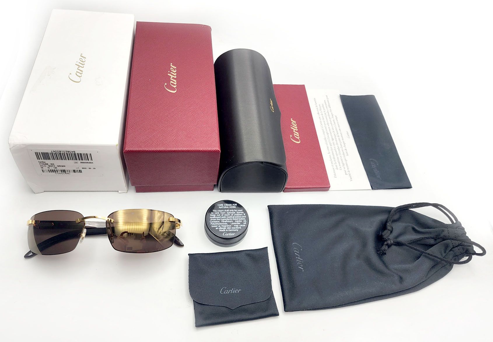 Cartier NEW! Cartier Buffalo White/Gold Mirror Sunglasses | Grailed