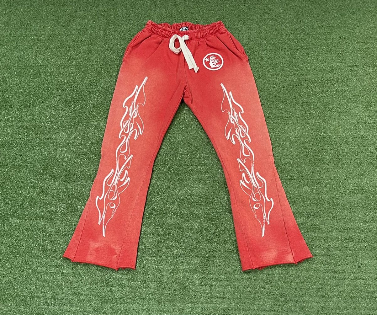 Designer Hellstar Red Flare Sweatpants | Grailed