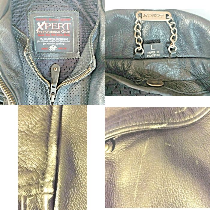 Vintage XPert Performance Gear Thick Leather Motorcycle Jacket SZ L ...