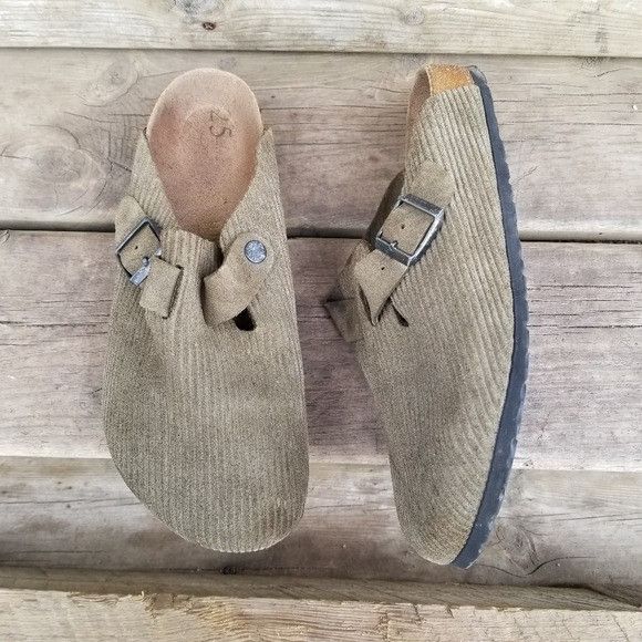 Birkenstock Birkenstock Boston Corduroy Olive Green Mules Clogs 41 ...