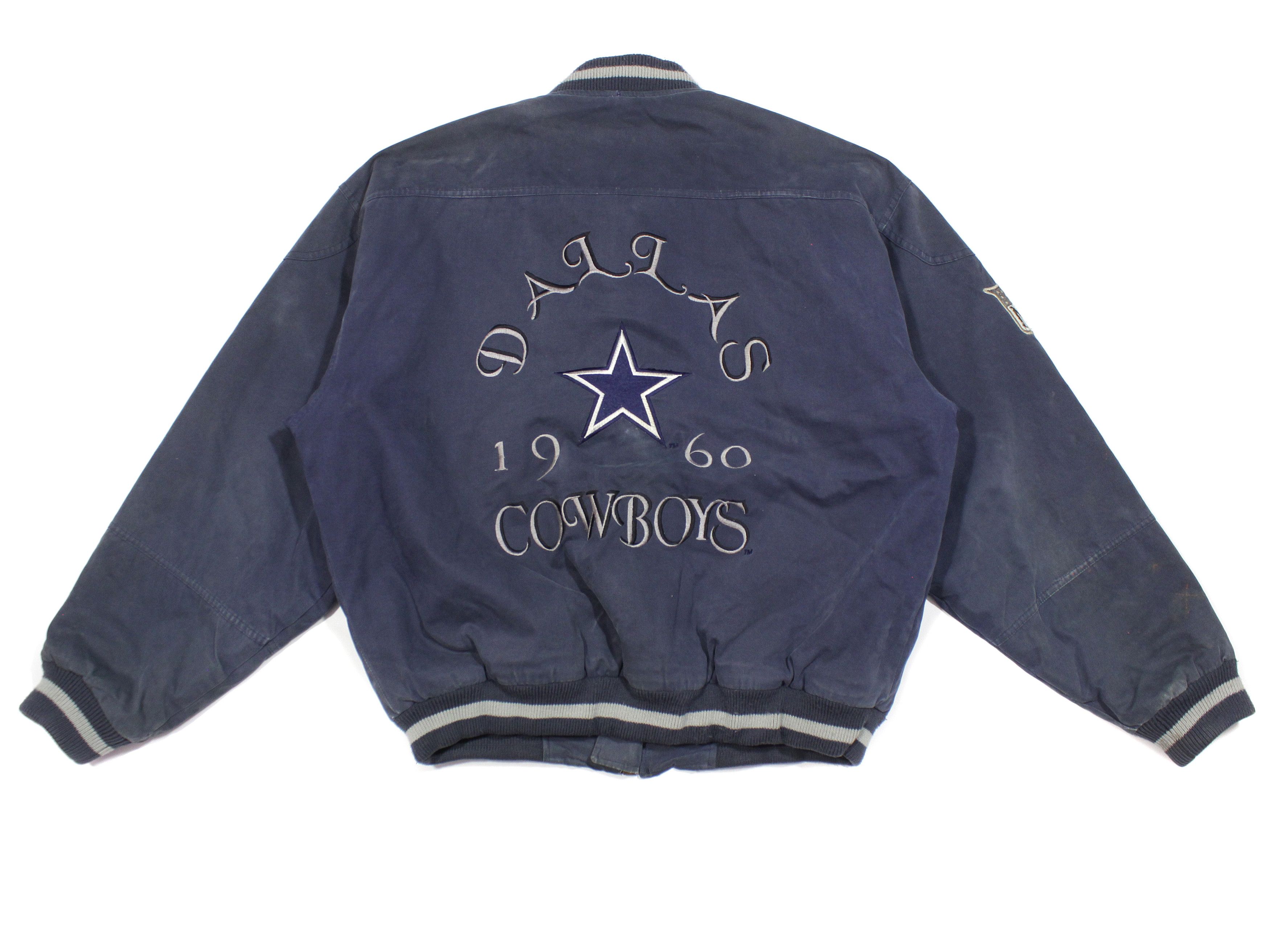 Vintage 90S Dallas Cowboys Iconic Big Logo Distressed Bomber | Grailed