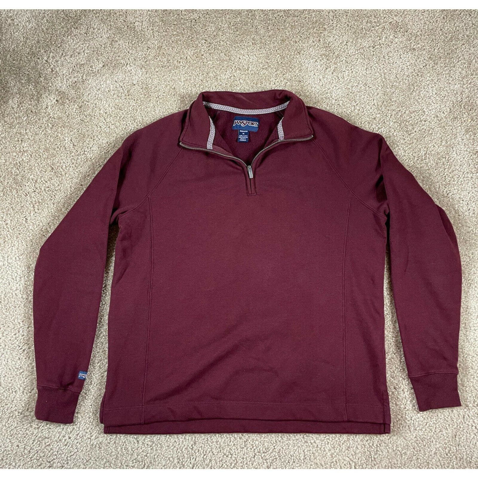 Jansport Vintage Jansport 1/4 Zip Long Sleeve Relaxed Fit Maroon Men XL ...