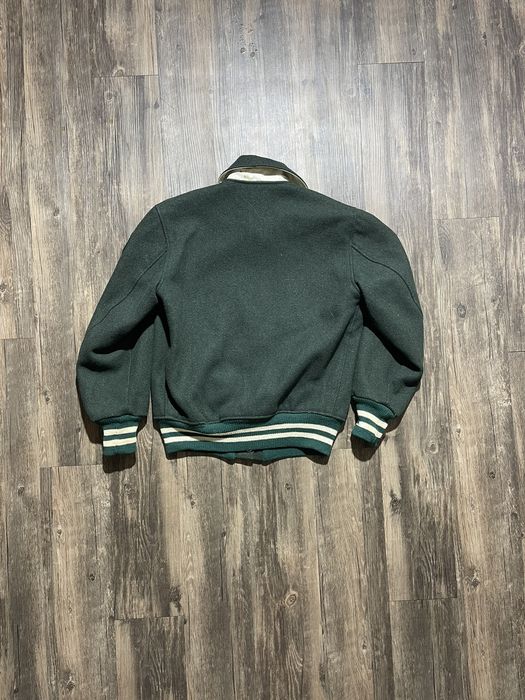 Vintage Vintage H Green And Tan Letterman Varsity Jacket Fits Size M ...
