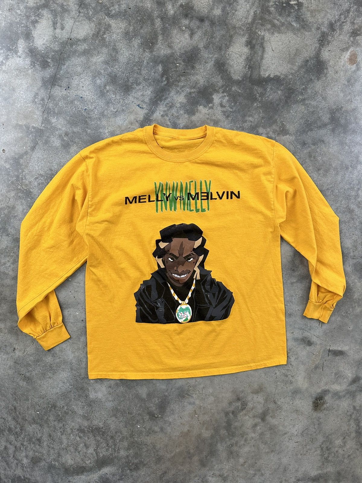 Rap Tees YNW Melly " MELLY VS MELVIN " Cartoon Portrait Tee Medium ...