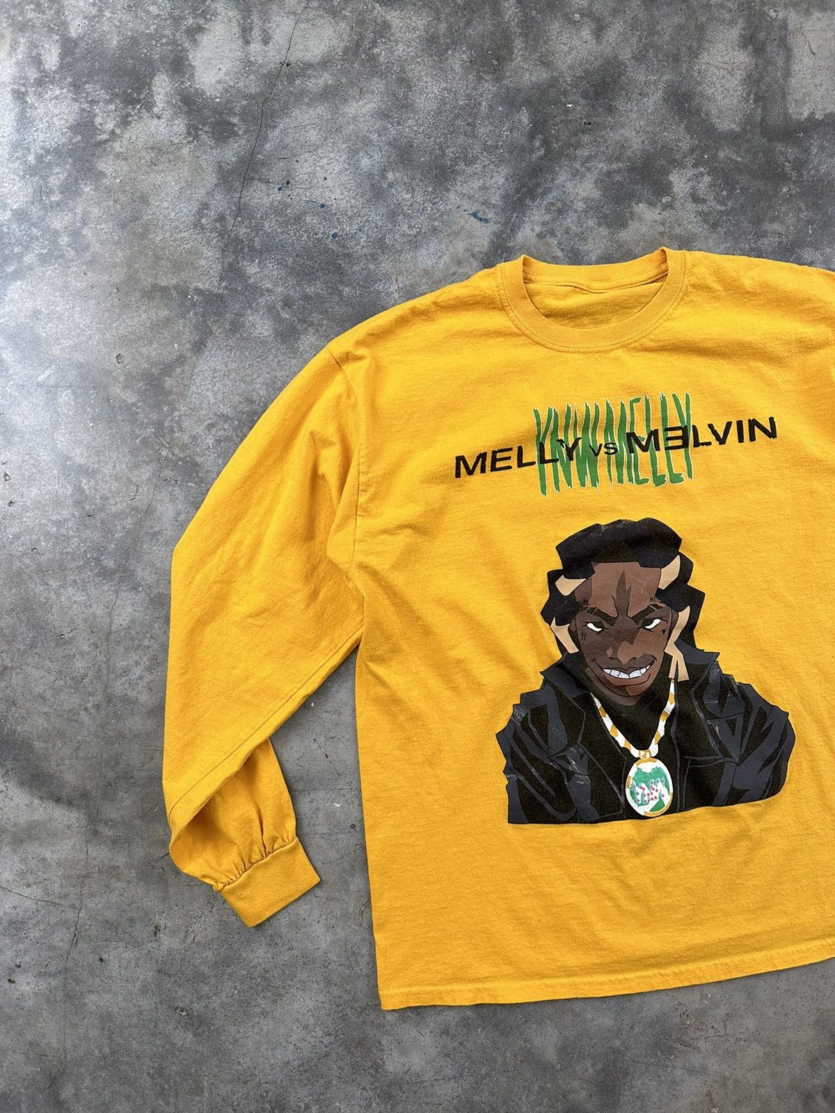 Rap Tees YNW Melly " MELLY VS MELVIN " Cartoon Portrait Tee Medium ...