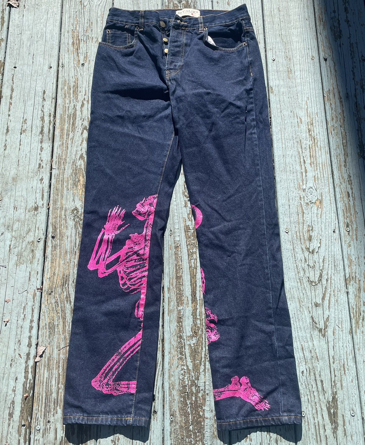 Streetwear By Slik Pink Panther Skeleton Denim | Grailed
