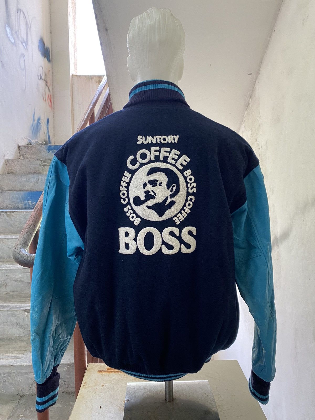 Vintage VTG DISTRESSED SUNTORY BOSS COFFEE VARSITY JACKET RARE COLOR ...
