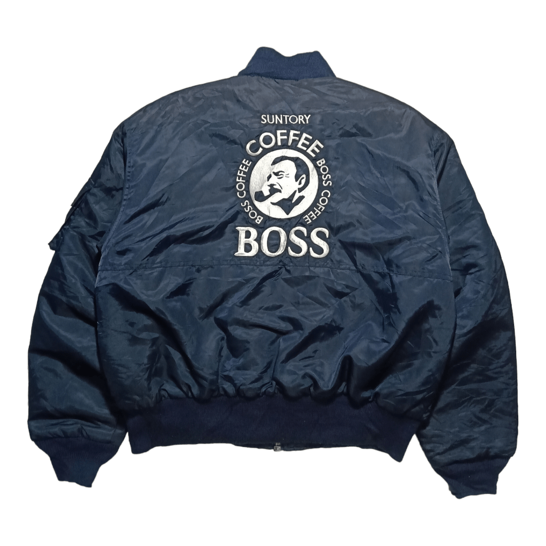 Streetwear × Vintage Suntory Boss Coffee Big Logo Bomber Jacket | Grailed