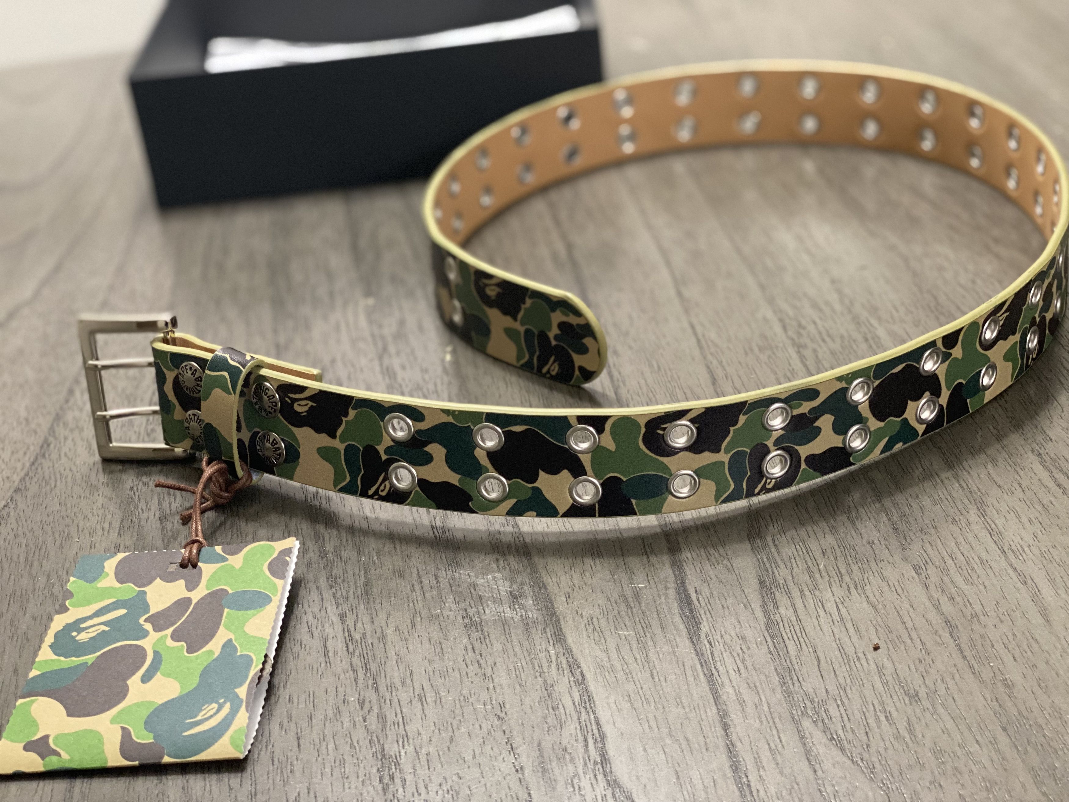 Bape Very Rare Bape ABC Camo Leather Grommet Belt | Grailed