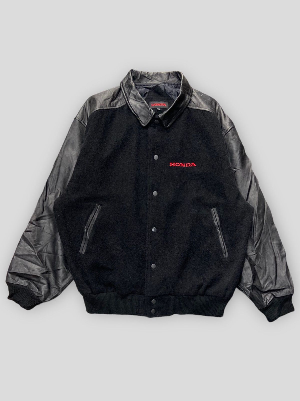 Honda × Varsity Jacket × Vintage Vintage 90s Honda Racing Team Wool Leather Varsity Jacket | Grailed