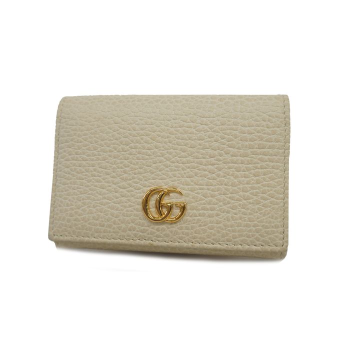 Gucci Auth Gucci Business Card Holder GG Marmont 474748 Leather Ivory ...