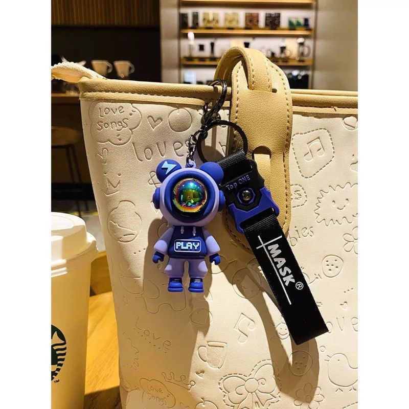 Rubber Keychain × Streetwear Purple Color New Lightning Bear Metal ...