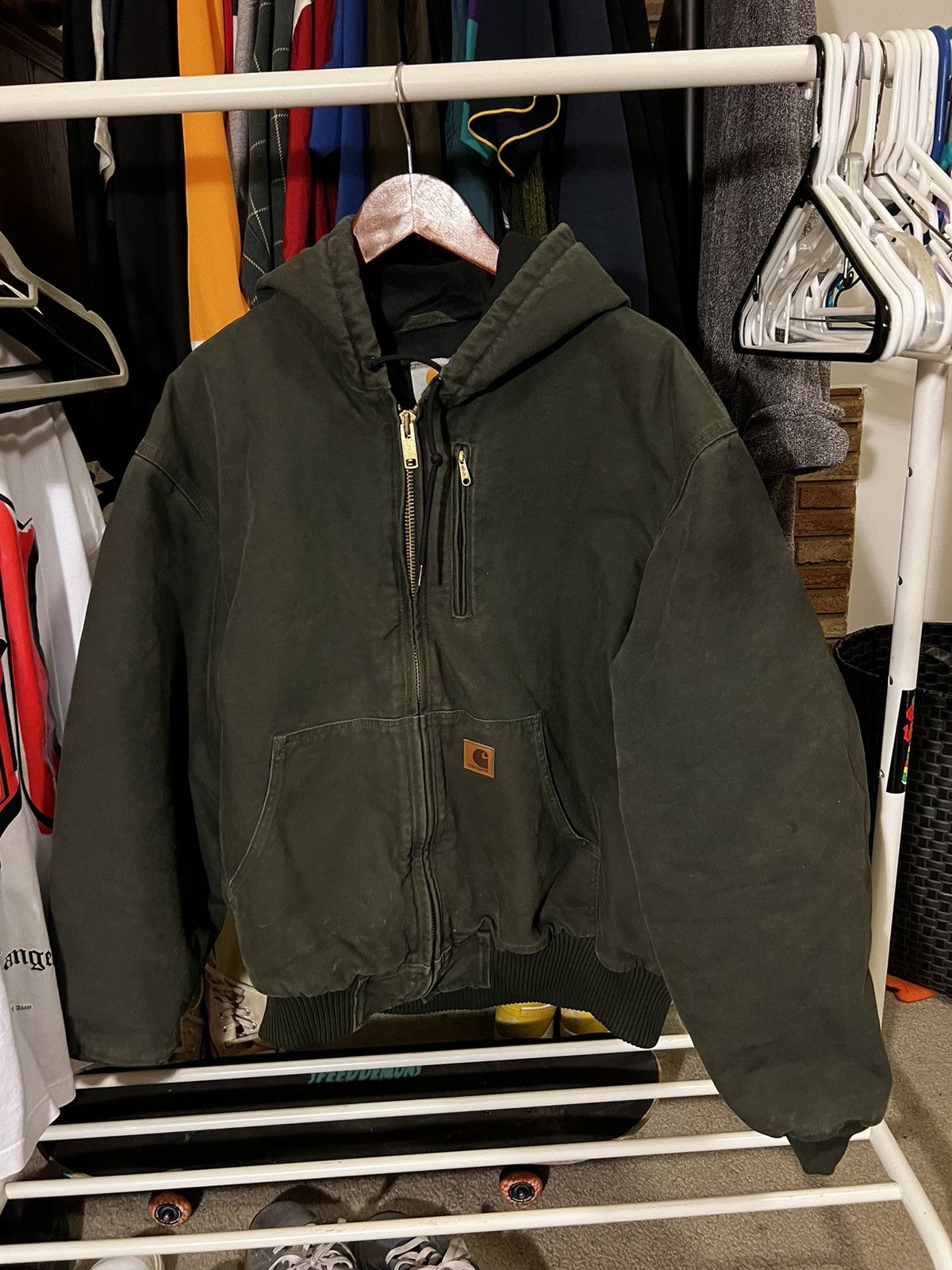 Carhartt Y2k carhartt hooded jacket olive | Grailed