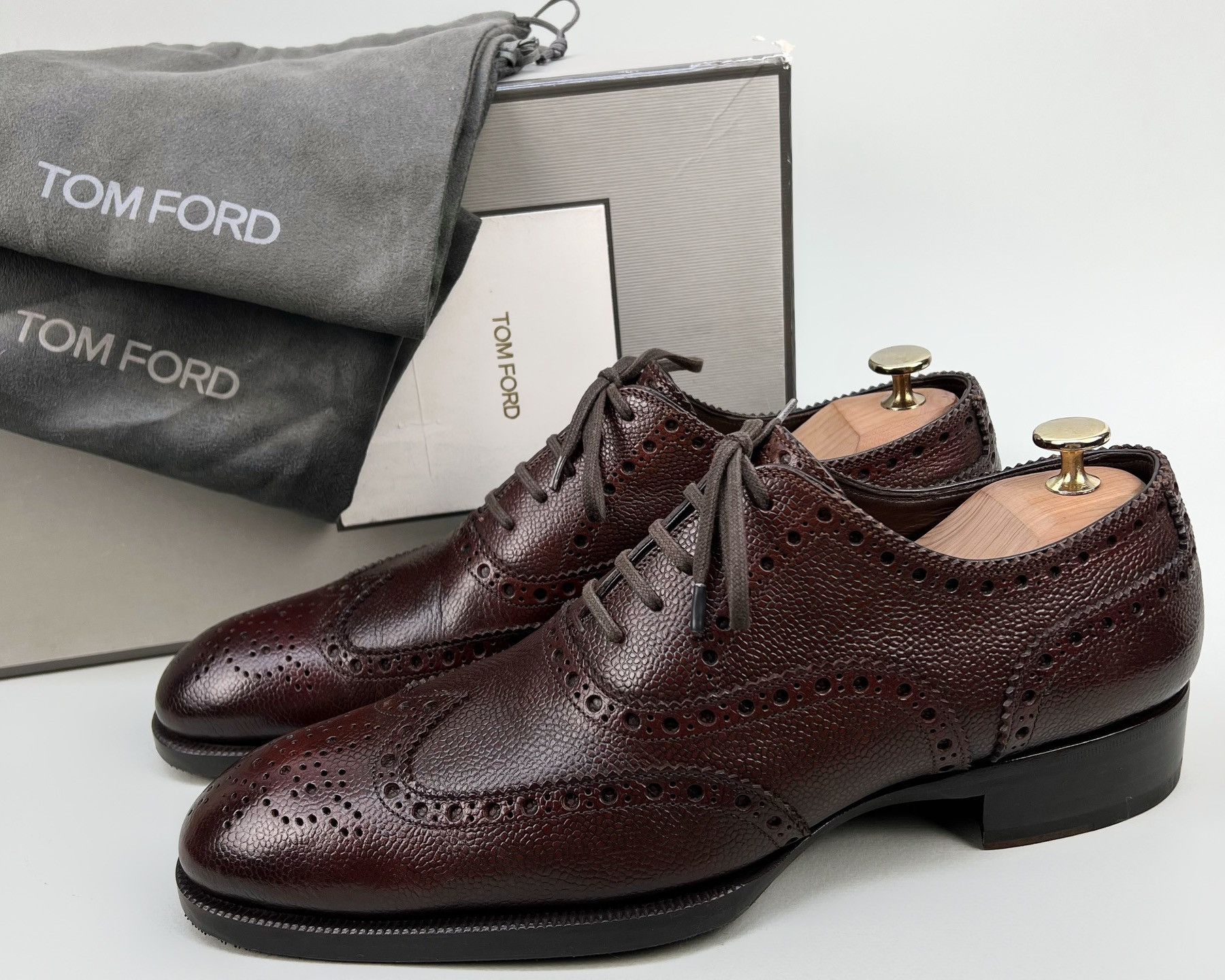 Tom Ford Derby scotch grain leather wing tip patina | Grailed