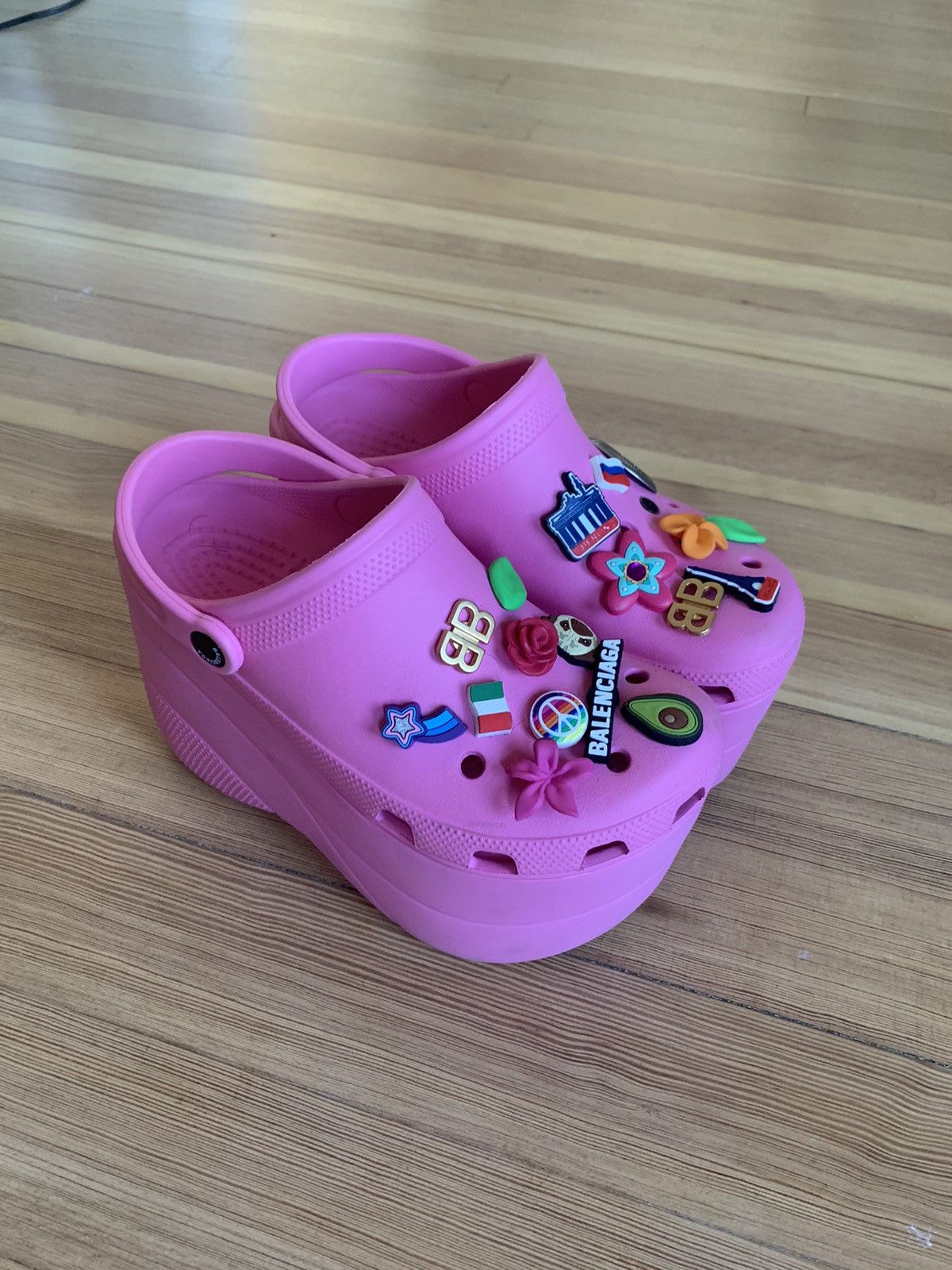 Balenciaga Pink Platform Crocs With Accessories | Grailed