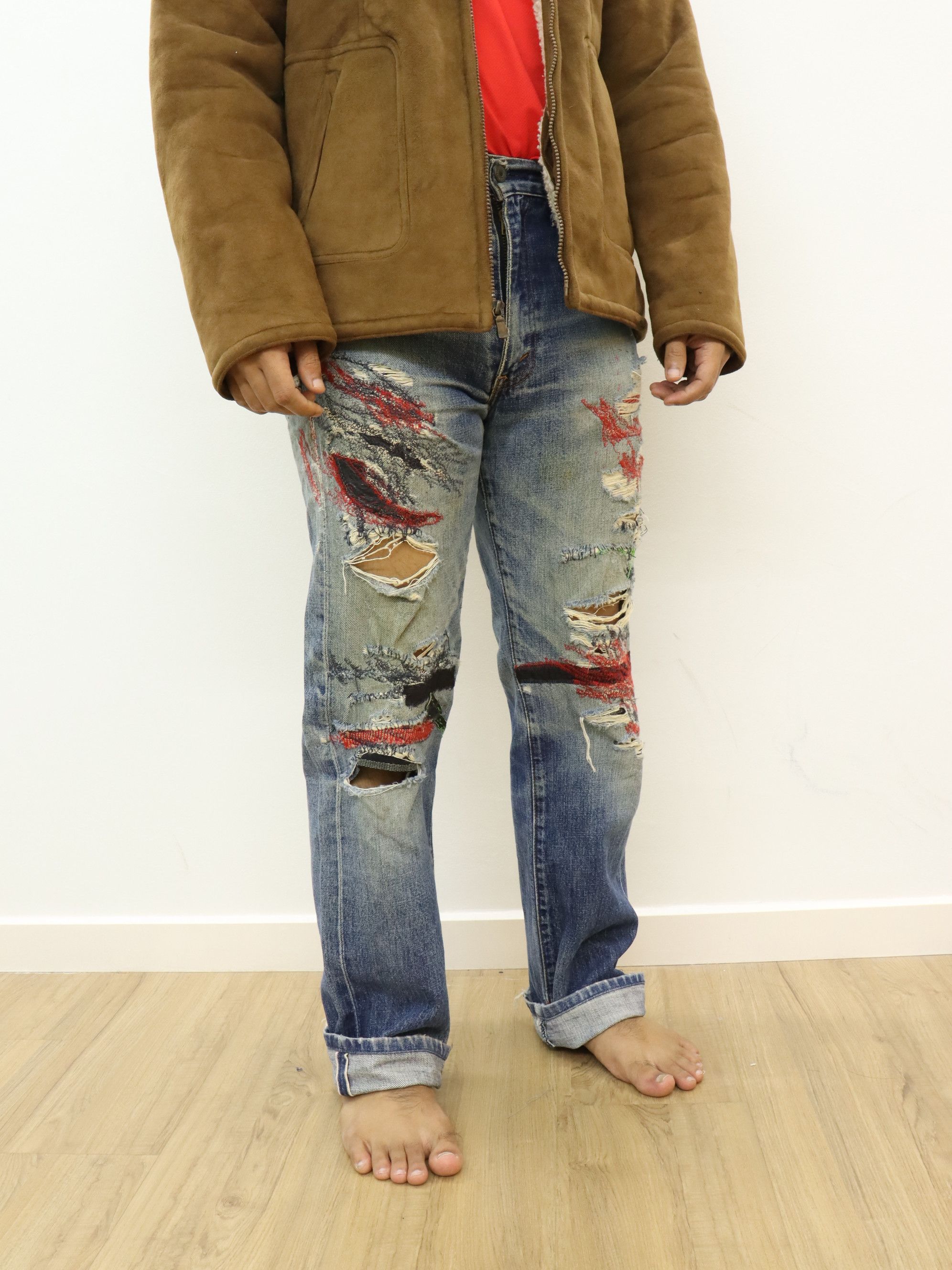 Levi's LVC 502-XX (Big E) Rare Vtg. Selvedge Patchwork Distressed | Grailed